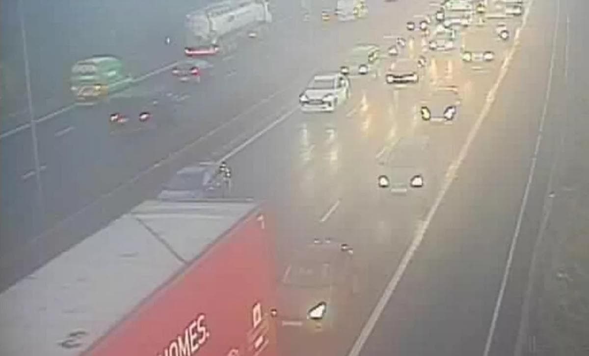 M6 collision closes three lanes and causes backlog of traffic M6 collision closes three lanes and causes backlog of traffic